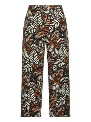 Max Mara Floral Print Canvas Pants - Black
