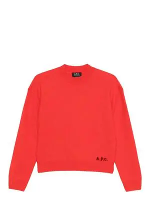 A.p.c. Crew Neck Sweater With Embroidered Details - Red