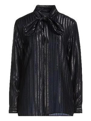 SAINT LAURENT Saint Laurent Striped Metallic Long-Sleeve Shirt With Bow Detail