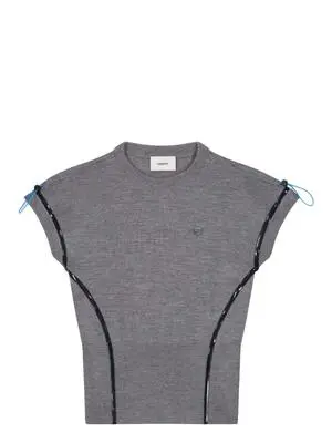 Coperni Cap Sleeve Knit Top - Grey