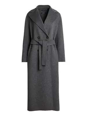 Max Mara Double Breasted Wool Coat With Belt - Grey