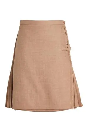 BURBERRY Burberry Wool Midi Skirt With Buckles And Fringe