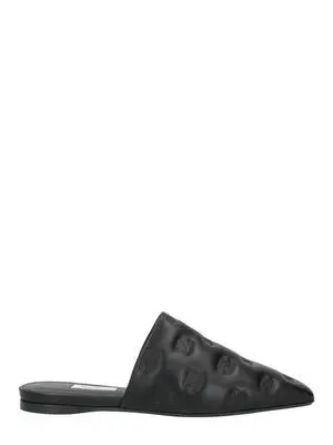 Max Mara Embossed Leather Mules - Black
