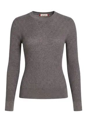 Max Mara Max Mara Long-Sleeved Knitted Sweater With Sequins Grey