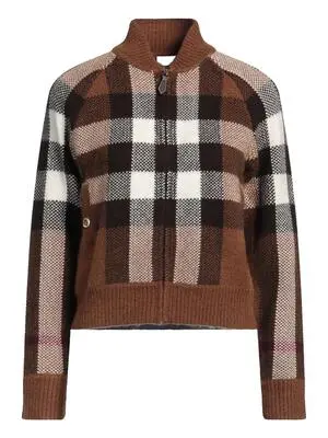 BURBERRY Burberry Checked Zip-Up Cardigan