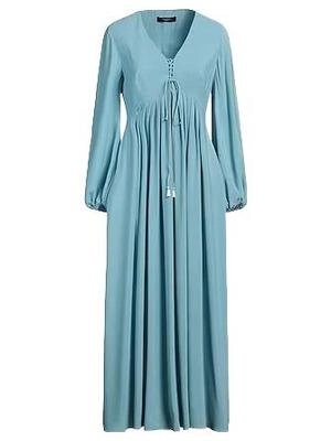 Max Mara Long Sleeve V-neck Maxi Dress - Turquoise