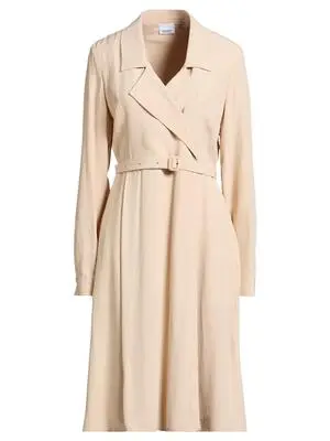 Burberry Lantern Sleeve Crepe Dress With Belt - Nude