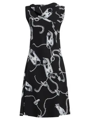Burberry Sleeveless Draped Neckline Printed Cady Dress - Black