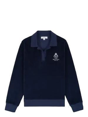 SPORTY  RICH Sporty & Rich Collared Embroidered Sweater - Black