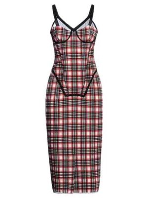 Burberry Plaid Midi Dress - Red
