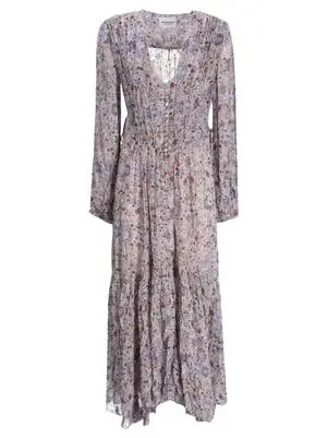 Isabel Marant Étoile Briane Printed Long-sleeve Maxi Dress - Gray