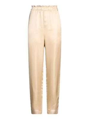 Saint Laurent Striped Waist-cinching Trousers - Beige