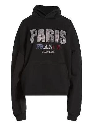 Balenciaga Solid Colour Hooded Sweatshirt - Black