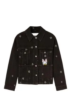GANNI Daisy Duck Denim Oversized Jacket - Chicory Coffee