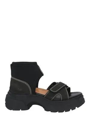 MAISON MARGIELA Maison Margiela Two-Tone Leather And Jersey Sandals Black