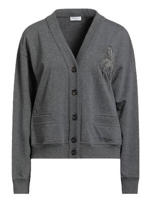 Brunello Cucinelli V-neck Long-sleeve Knit Cardigan With Embellishments - Grey