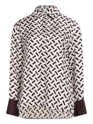 Max Mara Geometric Print Silk Shirt - Brown
