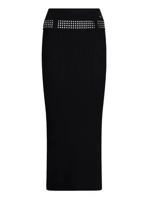 Liu Jo Studded Knit Pencil Skirt With Side Slit - Black