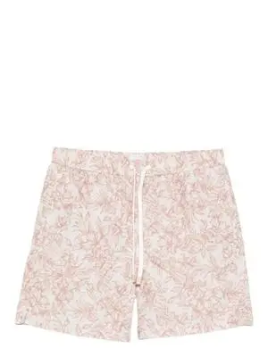 Eleventy Floral Pattern Swim Shorts - Beige/pink