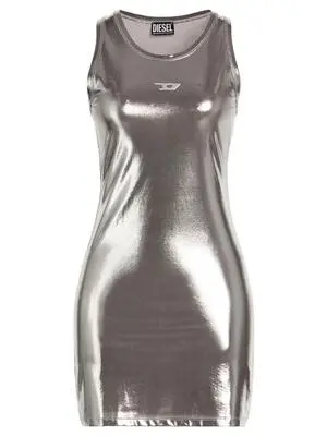 DIESEL® Sleeveless Metallic Sheath Dress - Silver