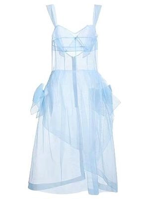 MAISON MARGIELA Sleeveless Sweetheart Neckline Flared Dress - Blue