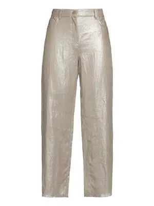 Max Mara Metallic Linen Straight-leg Trousers - No