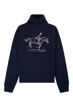 SPORTY  RICH Sporty & Rich Illustration Turtleneck Sweater - No