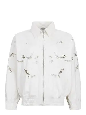 Liu Jo Embroidered Bomber Jacket - White Wool