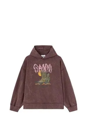 GANNI Vintage Wash Graphic Hoodie - Red