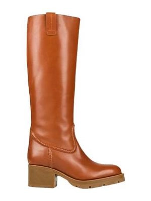 Chloé Leather Boots With Shearling Lining And Block Heel - Brown