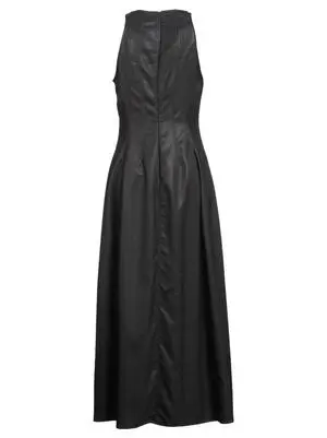 Brunello Cucinelli Metallic Crepe Round Neck Sleeveless Dress - Black