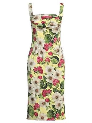 DOLCE & GABBANA Dolce & Gabbana Floral Print Bodycon Crepe Dress