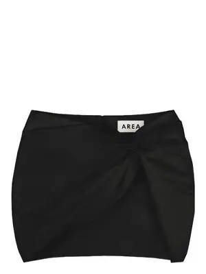 AREA Wrapped Satin Mini Skirt - Black