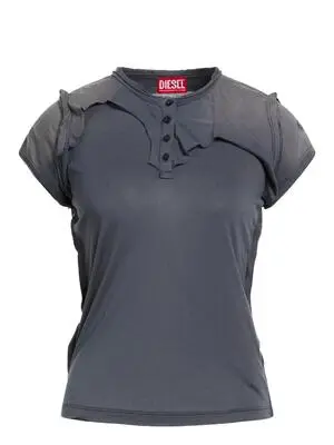 DIESEL® Short Sleeve T-shirt With Button Detail - Grey