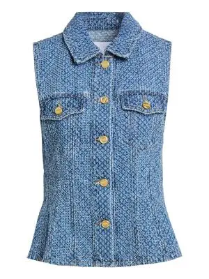 GANNI Sleeveless Denim Peplum Top - Blue