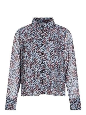 GANNI Printed Crepe Shirt - Gray