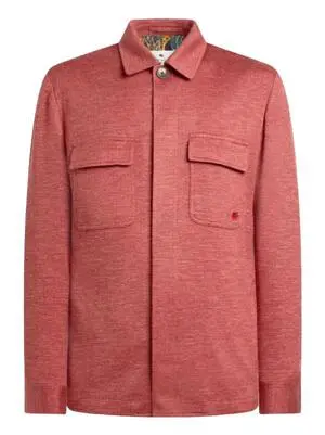 Etro Jaspé Wool-blend Jersey Shacket - Red