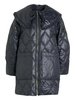 GANNI Quilted Jacket With Classic Collar - Grey