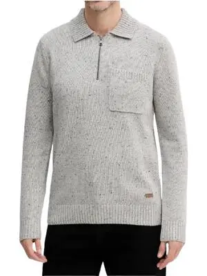 Liu Jo Half-zip Polo Sweater With Chest Pocket - Light Gray
