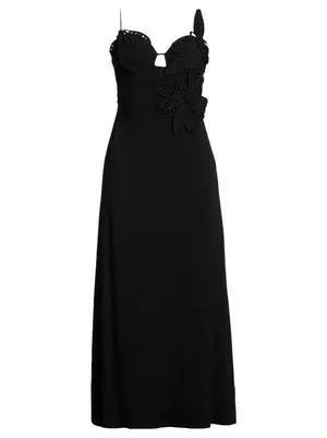 FARM RIO Farm Rio Flared Plain Crepe Maxi Dress With Cutout Detail