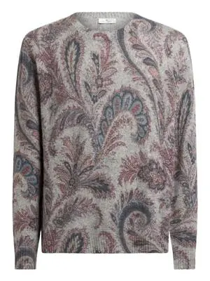 Etro Cashmere Jumper With Paisley Pattern - Gray