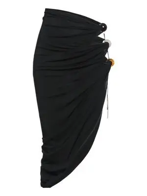 Jacquemus Asymmetric Jersey Draped Skirt - Black