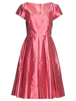 Dolce & Gabbana Short Sleeve Ruched Square Neck Dress - Pink