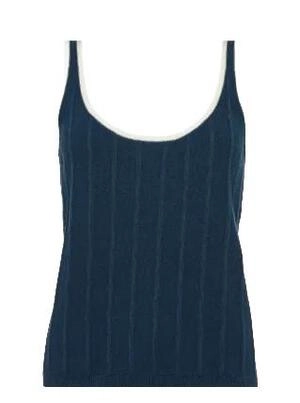 ERES ERES Sleeveless Ribbed Knit Tank Top Blue