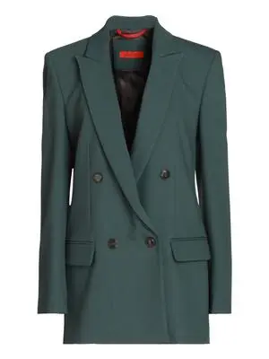 MAXCO. Max&co. Solid Color Double-breasted Suit Jacket - Green