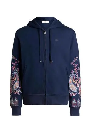 Etro Cotton Hooded Sweatshirt With Floral Paisley Print - Black