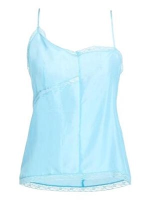 MAISON MARGIELA Plain Colour Satin Camisole With Lace Trims - Blue