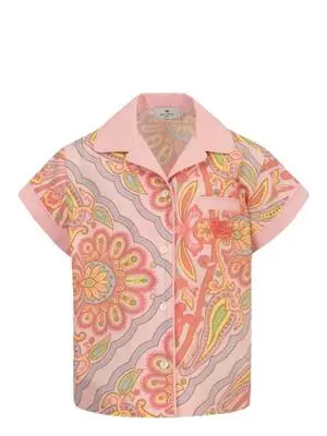 Etro Etro Cotton Poplin Shirt With Paisley Print Pink