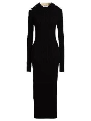 Sportmax Slim-fit Ribbed Knit Long Sleeve Midi Dress - Black