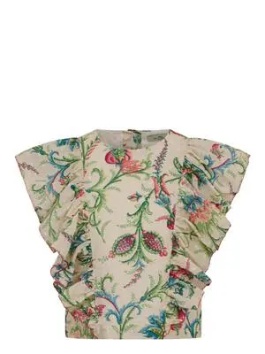 ETRO Etro Cotton Dotted Swiss Top With Leafy Floral Print
